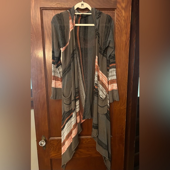 Elan | Sweaters | Elan Long Drape Striped Sweater Cardigan With Pockets ...